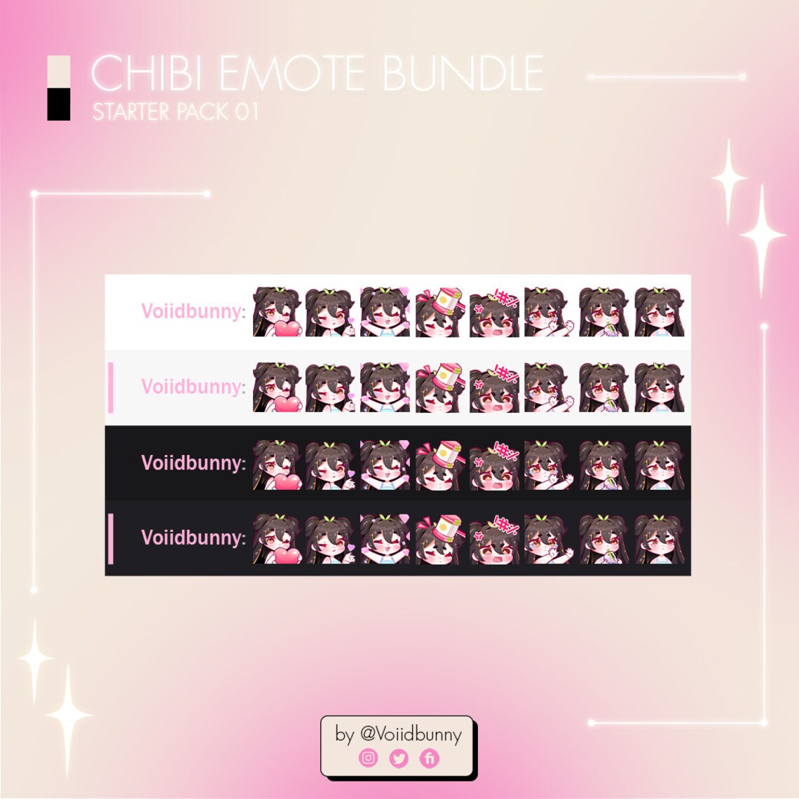 Cute Chibi "soft Girl" Girl Twitch Discord Emotes and Icons Starter ...