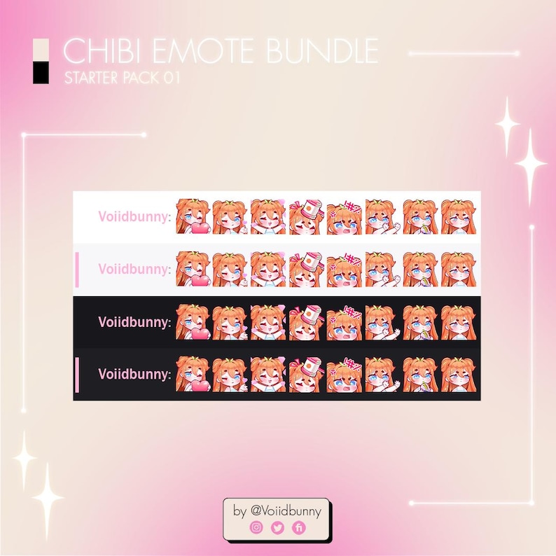 Cute Chibi "soft Girl" Girl Twitch Discord Emotes and Icons Starter ...