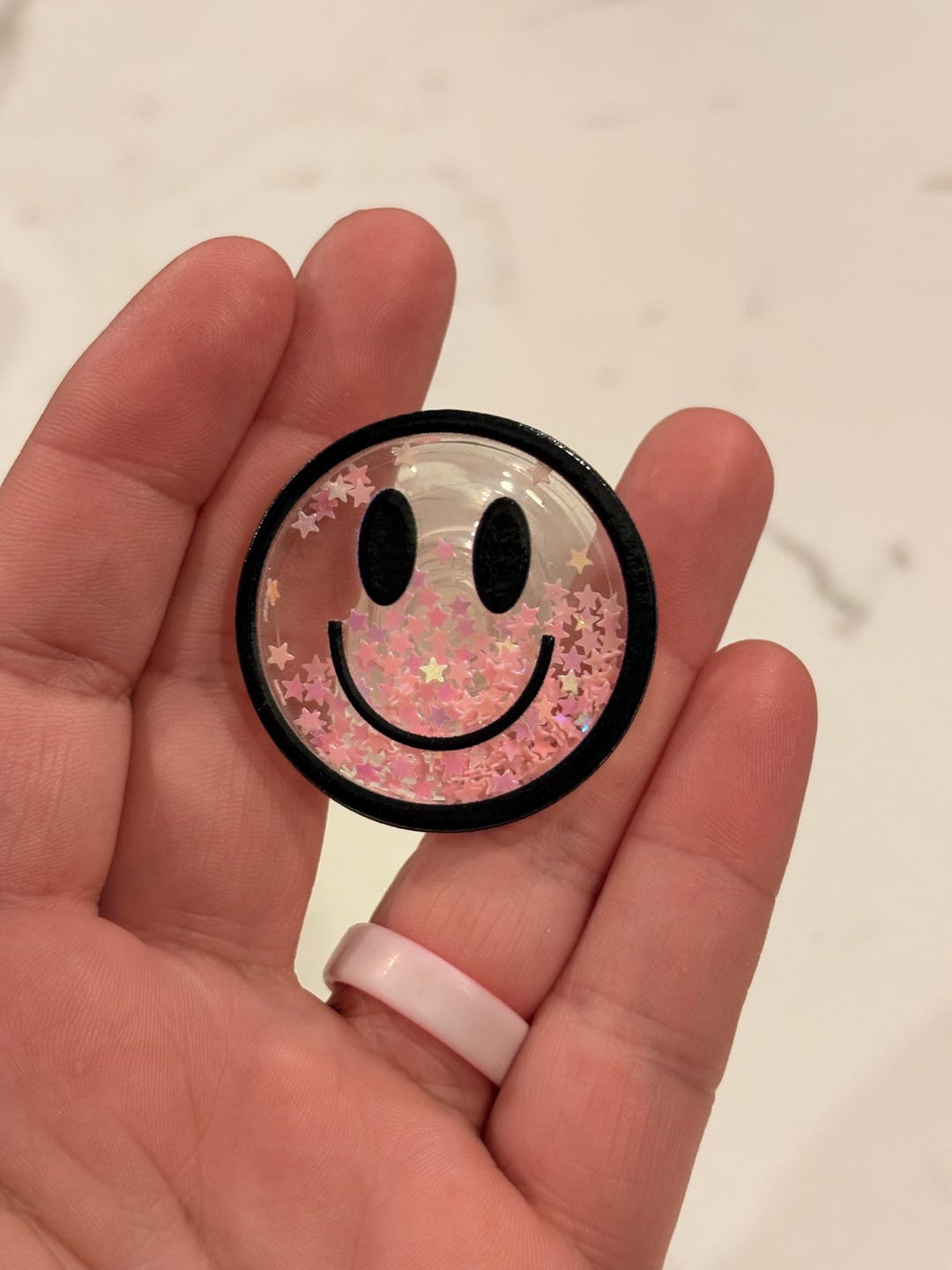 Smiley Face Pink Shaker Phone Grip - Etsy