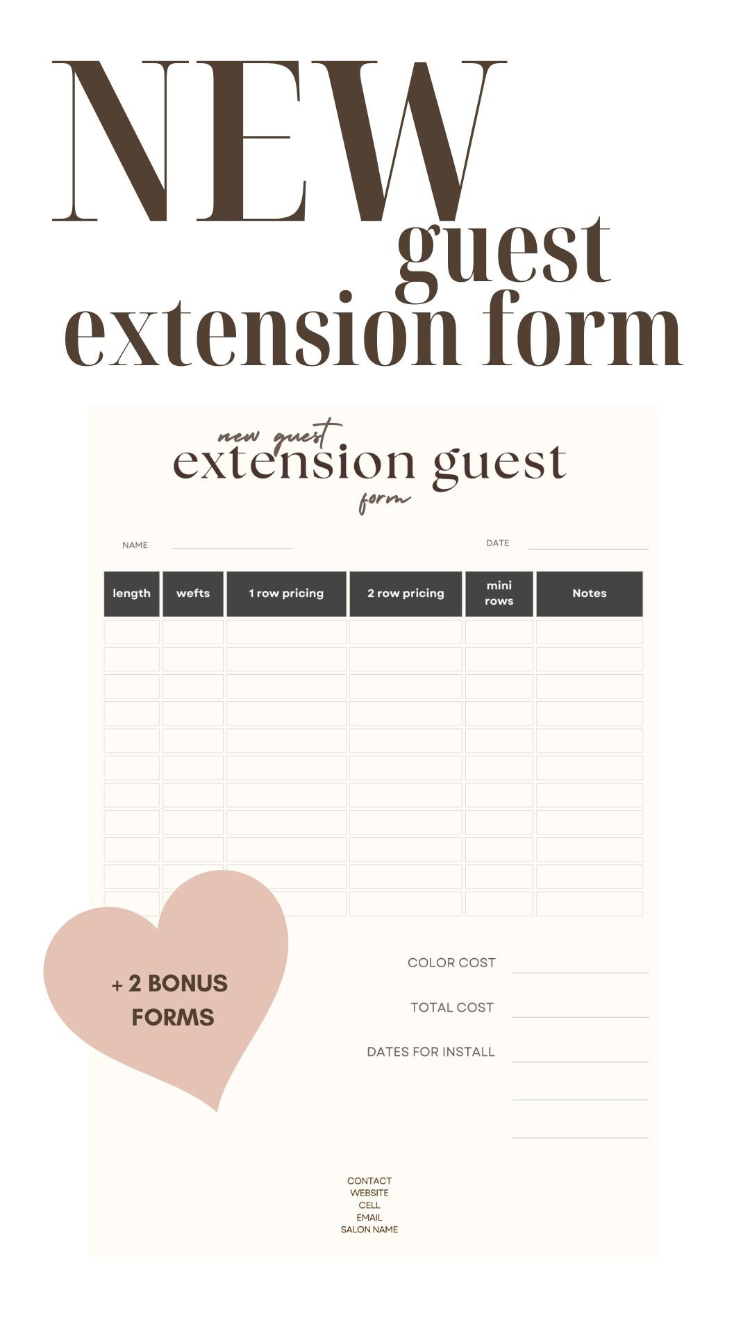 Extension Consultation Form | Extension Log | Hairstylist Consult - Etsy