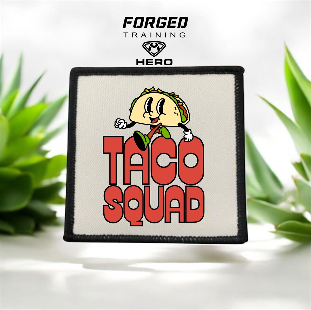 Taco Squad Patch Taco Walking With Happy Face Velcro Patch Idea for ...