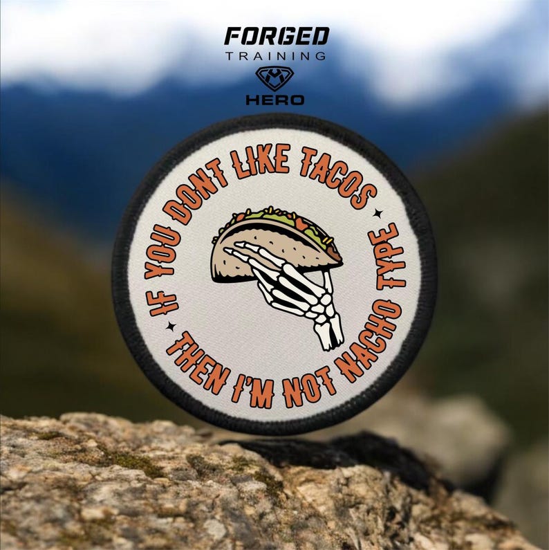 Skeleton Hand Holding Taco Patch Nacho Velcro Patch Gift Funny Patch ...