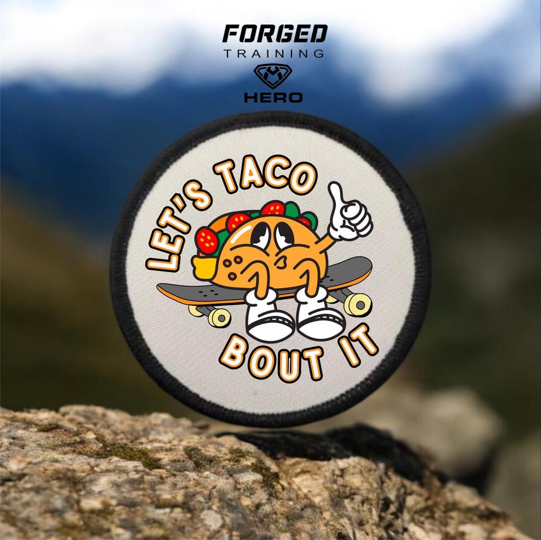 Taco Sitting on a Skateboard Thumbs up Taco Fun Velcro Patch "lets Taco ...