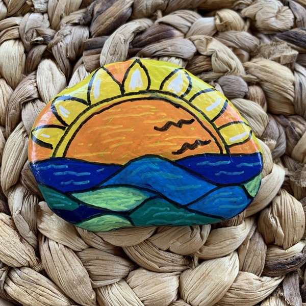 Painted Beach Stone - Etsy