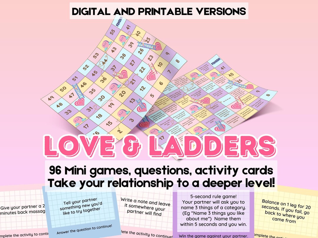 Love and Ladders Printable Couples Date Night Board Game Online Snakes ...