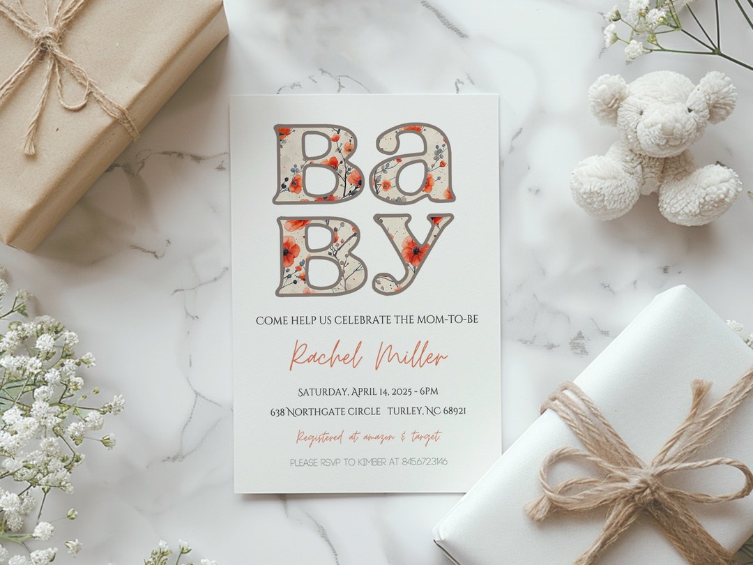 Editable Baby Shower Invitation, Custom Baby Invite, Baby Shower ...