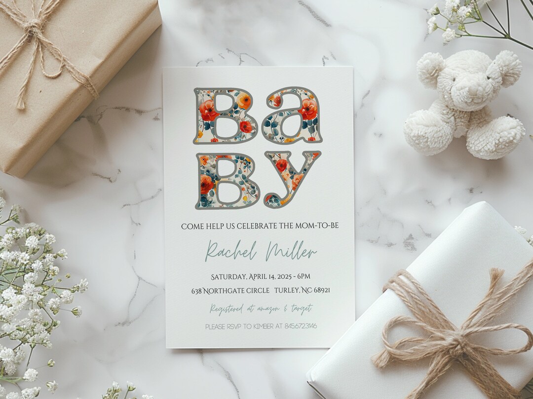 Editable Baby Shower Invitation, Custom Baby Invite, Baby Shower ...