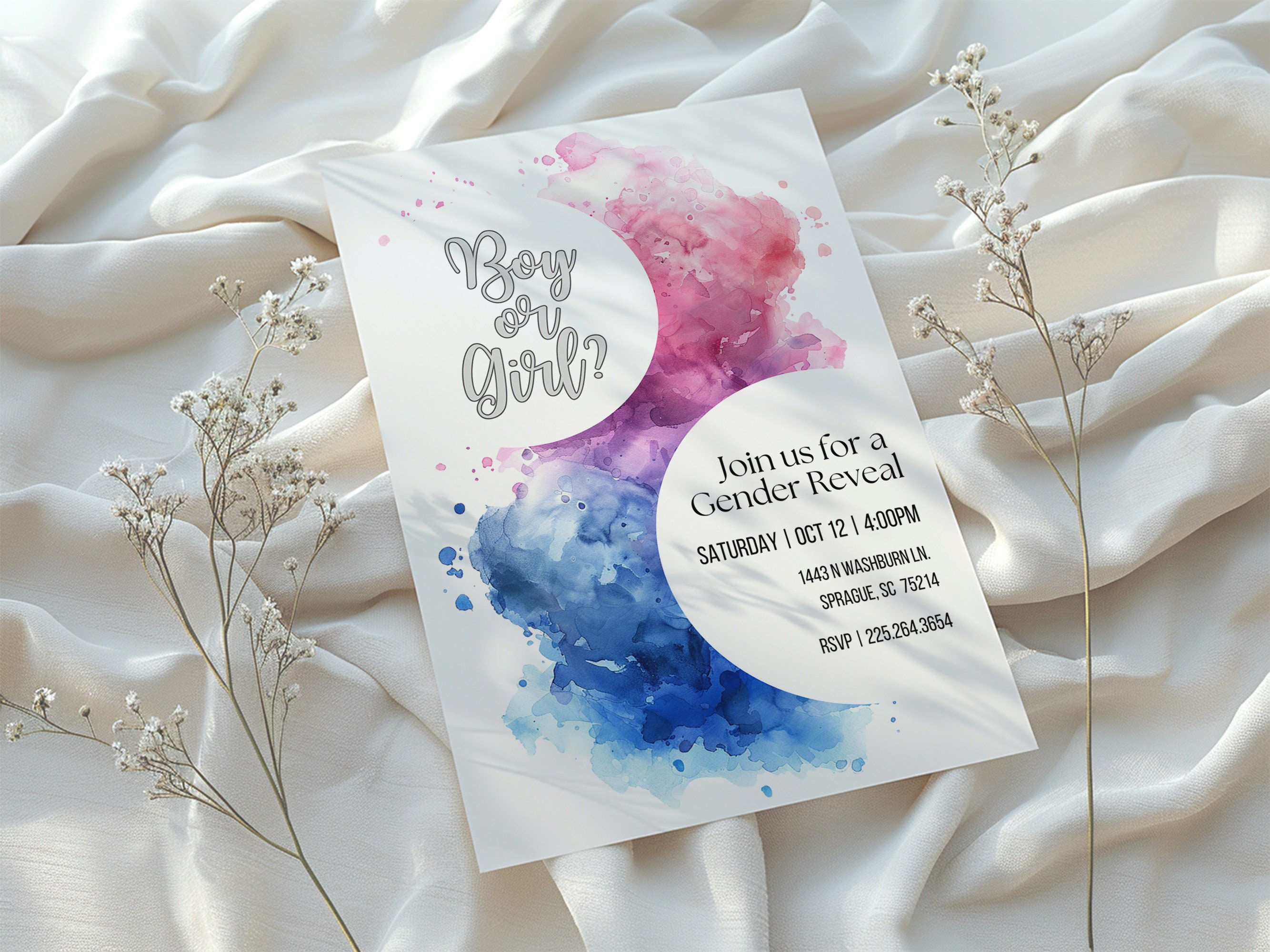 Editable Gender Reveal Invitation, Custom Gender Reveal Invite, Gender ...