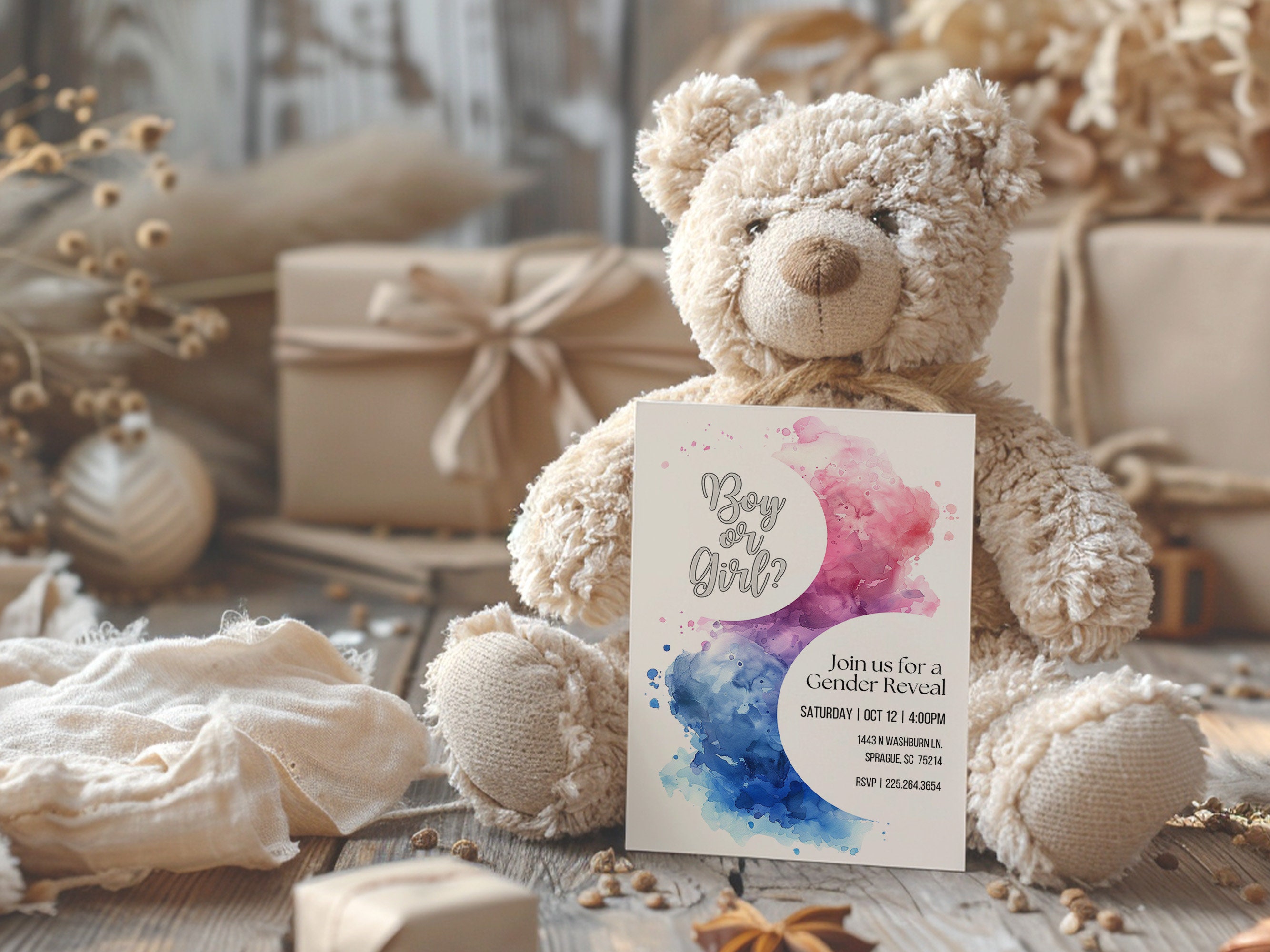 Editable Gender Reveal Invitation, Custom Gender Reveal Invite, Gender ...