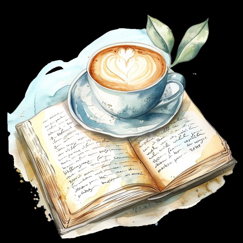 Vintage Watercolor Book Stack Clipart Digital Download Boho Book ...