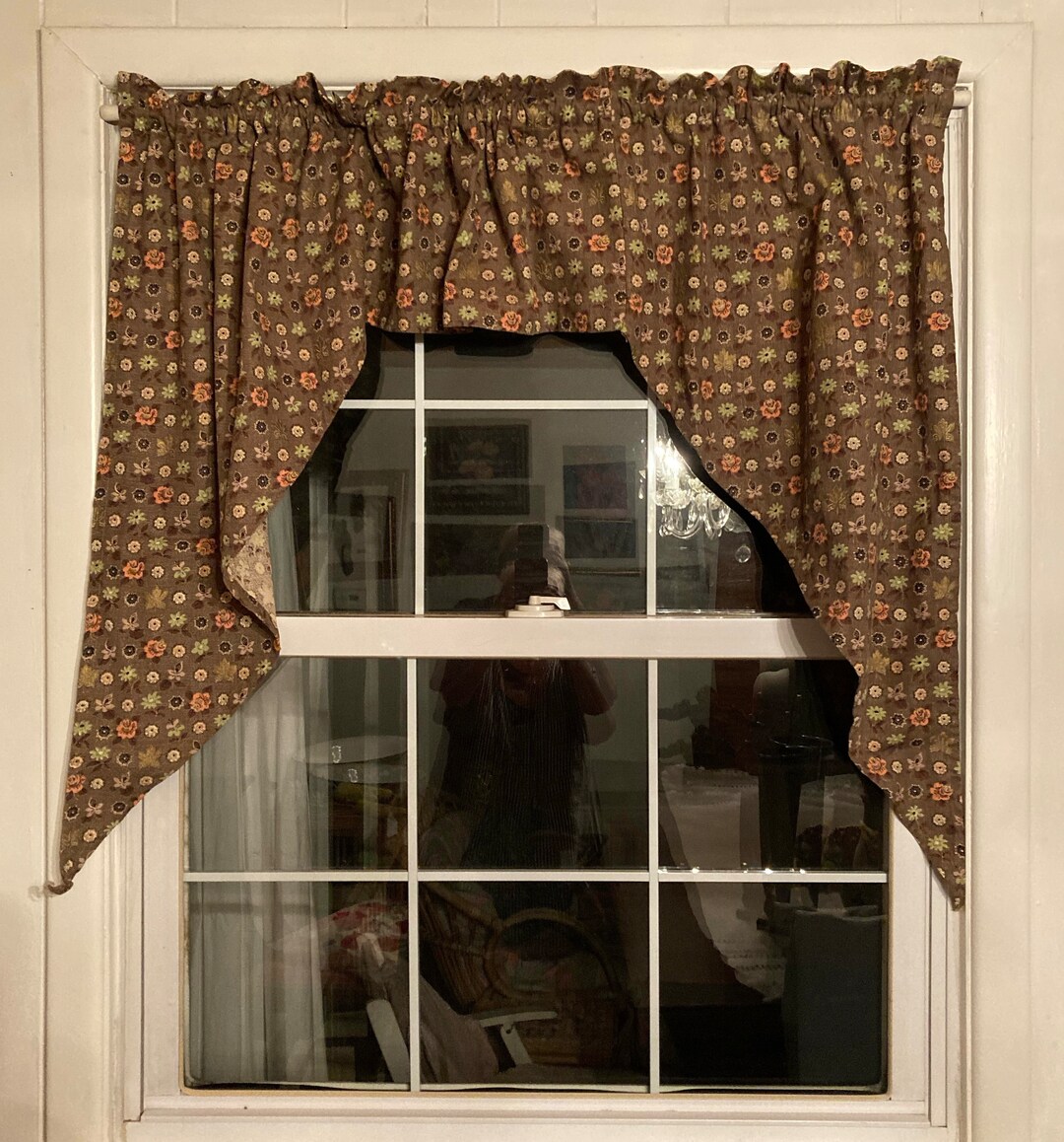 Retro Swag Curtains . Swag Curtains . Brown Floral Swag Curtains ...
