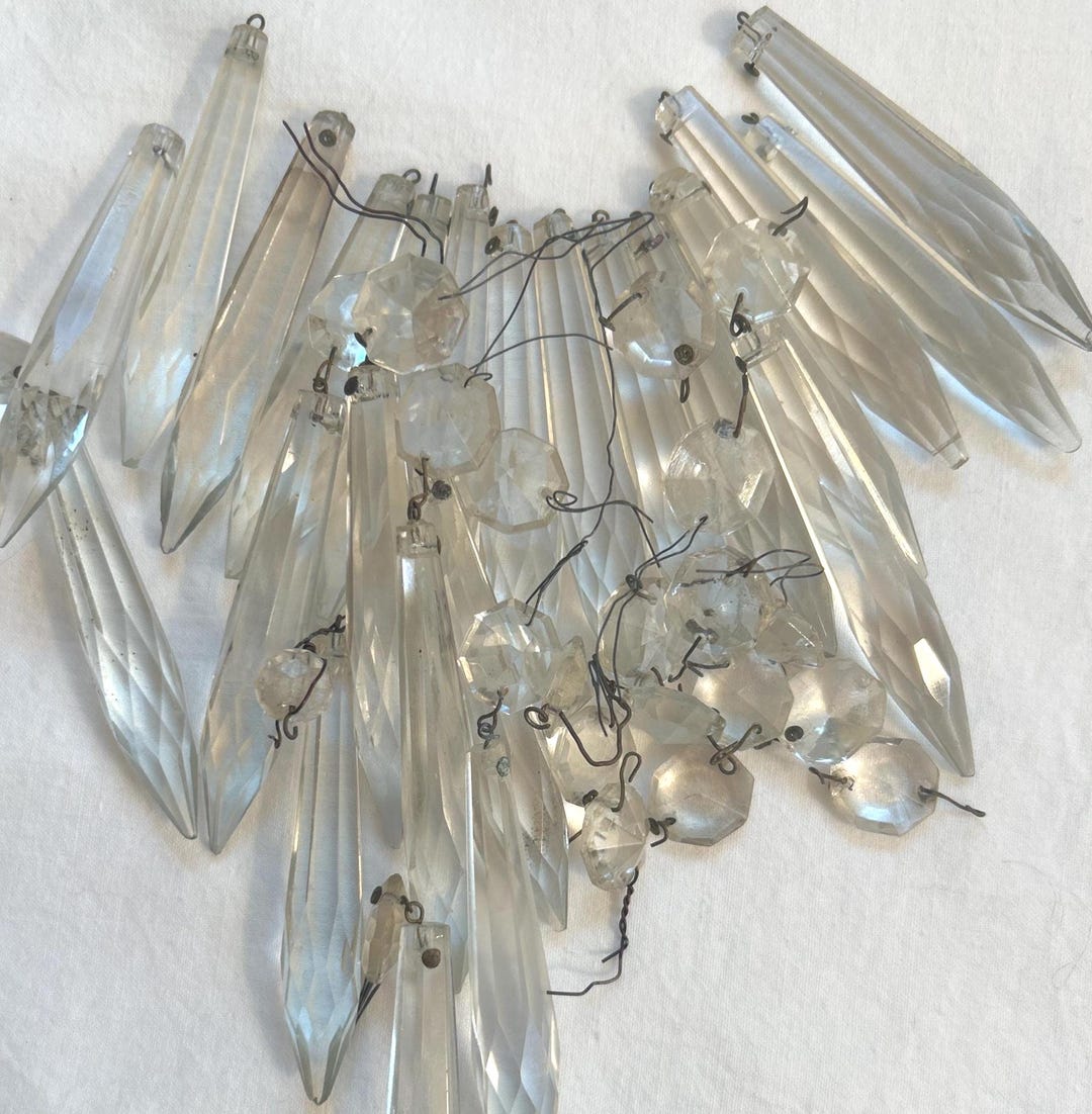 Vintage Chandelier Crystals: Icicle Prism Pendants, Lot of 26 - Etsy