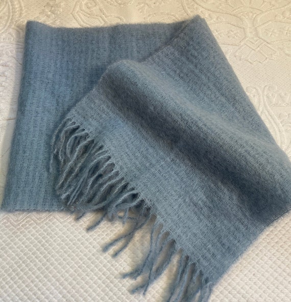 mohair scarf . powder blue Mohair scarf . shawl . wov… - Gem