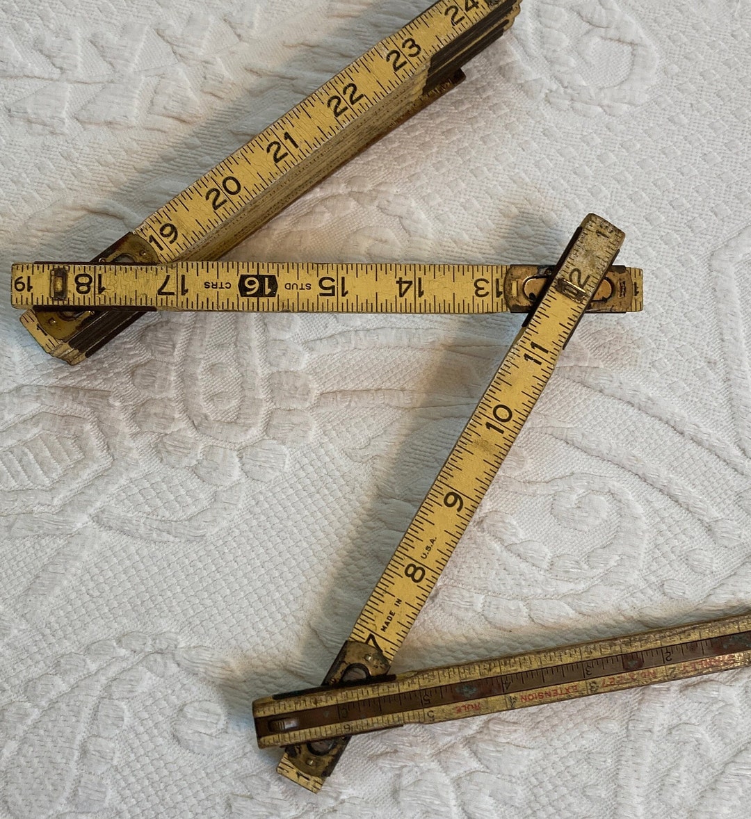 Collapsible Vintage Wood Ruler . Beige Wood Ruler . Collapsible Ruler ...