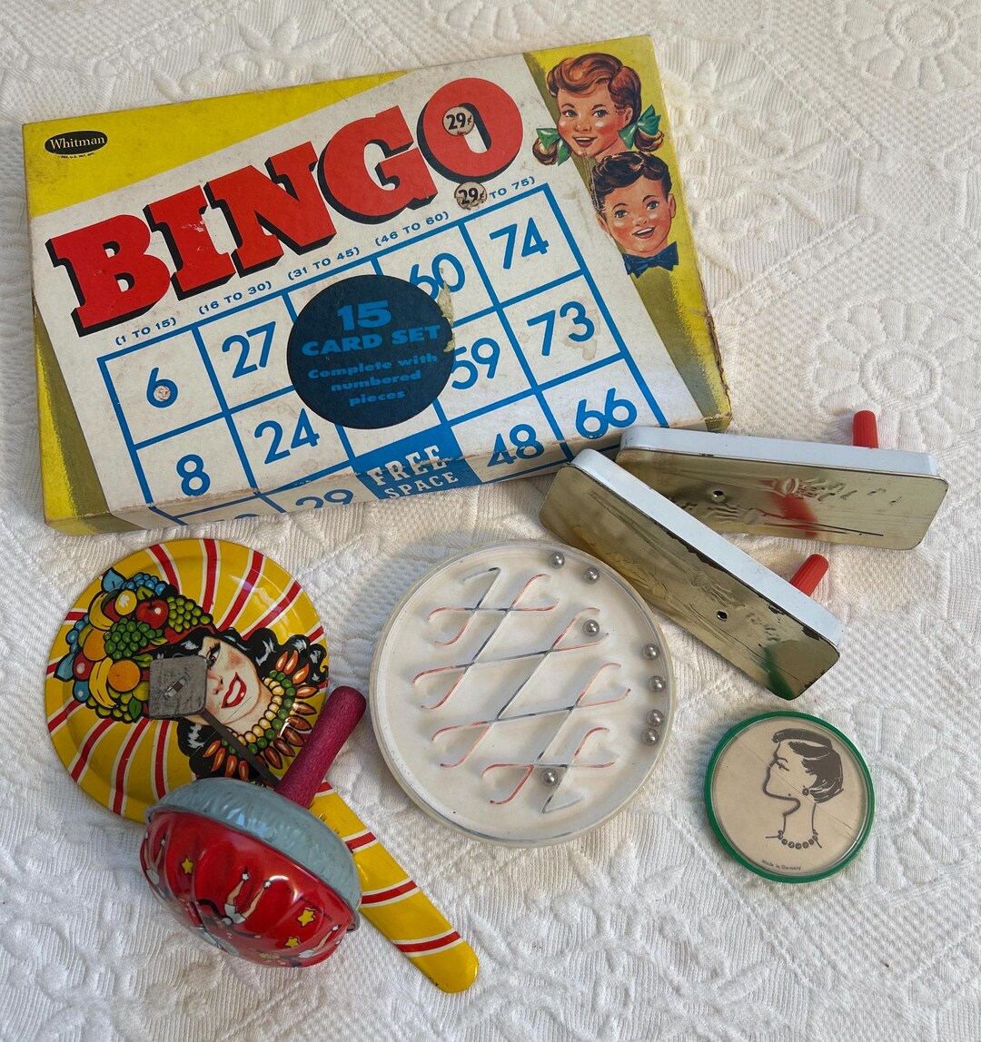 Vintage 1960s Toy Lot: Whitman Bingo, Tin Noisemakers & More - Etsy