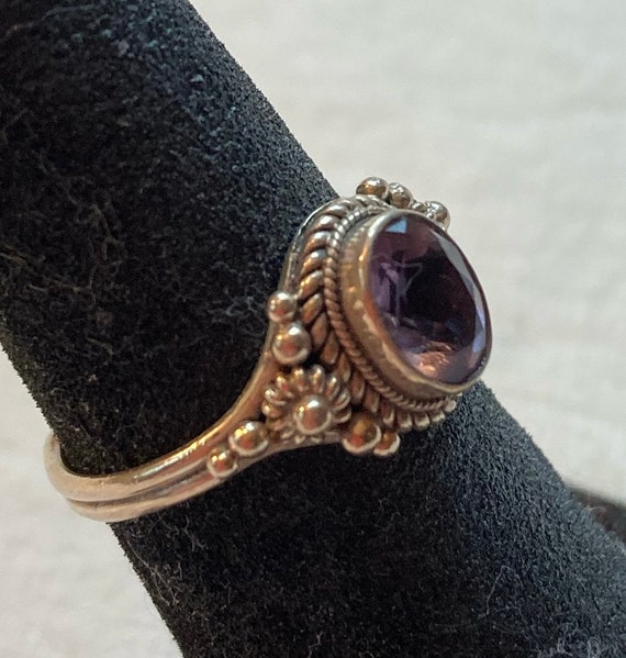 vintage sterling amethyst ring - Gem