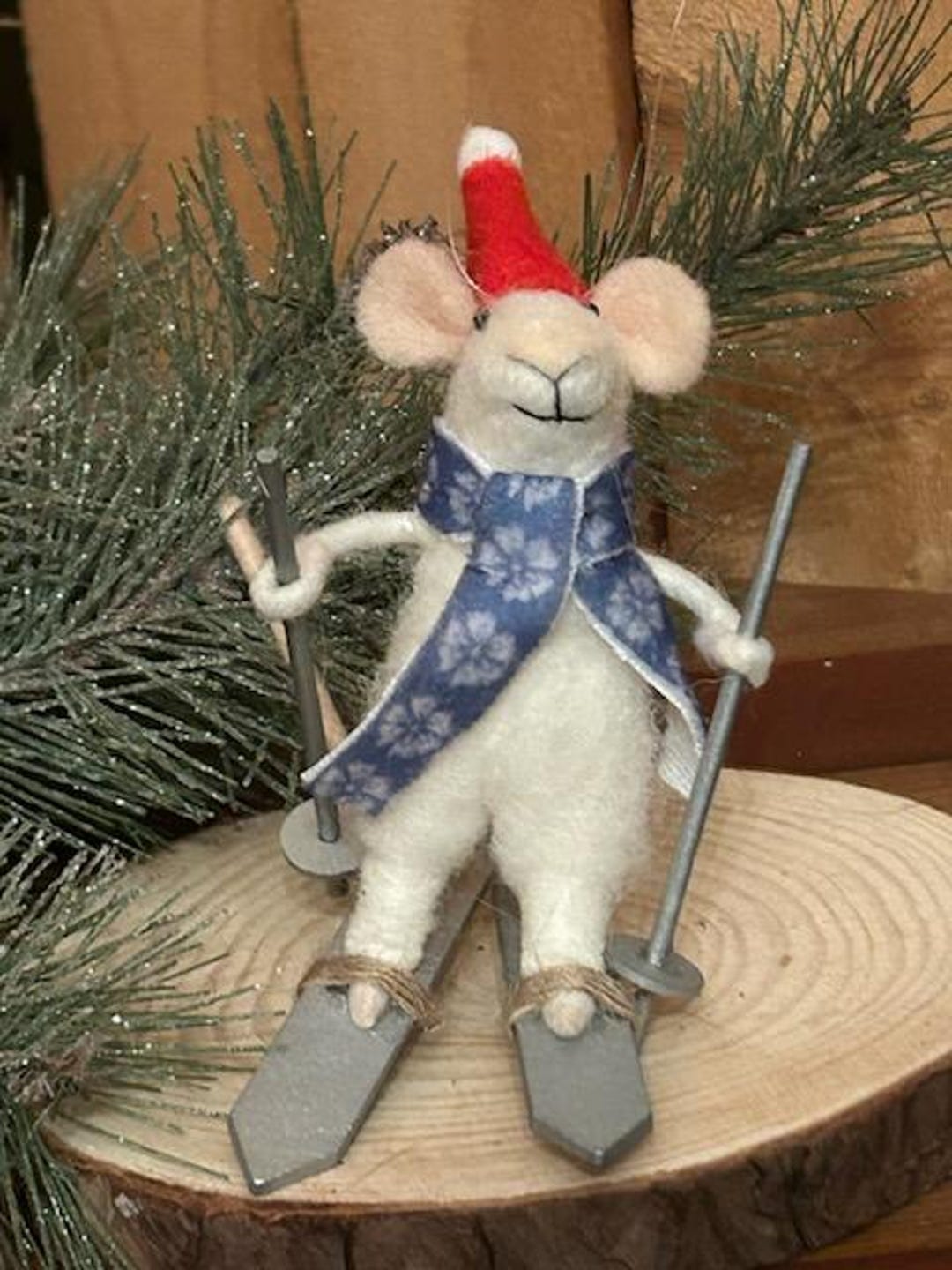 Cute Needle Felted Mouse on Skis - Christmas Snowman Scarf, Felt ...