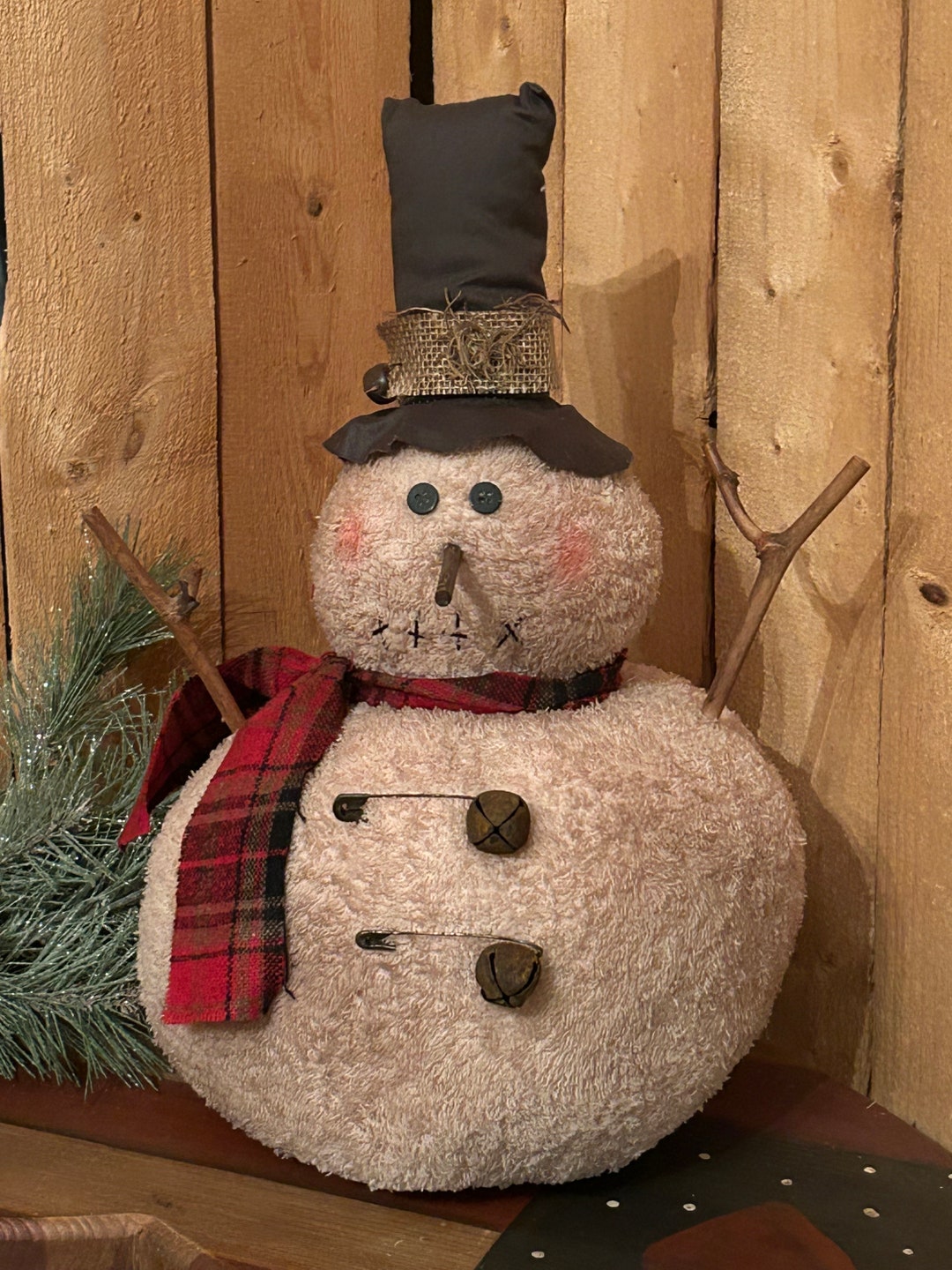 Vintage Country Snowman - Winter Christmas Decor, Hat Scarf, Rusty ...