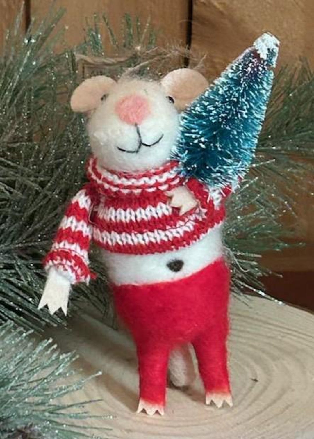 Cute Needle Felted Mouse - Merry Christmas Ornament-sweater, Christmas ...