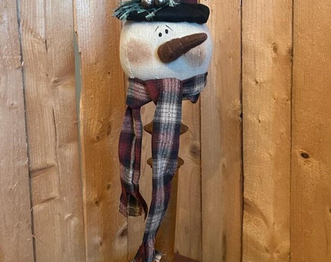 Rustic Country Snowman on Wood Pedestal Winter Christmas Decor, Snow ...