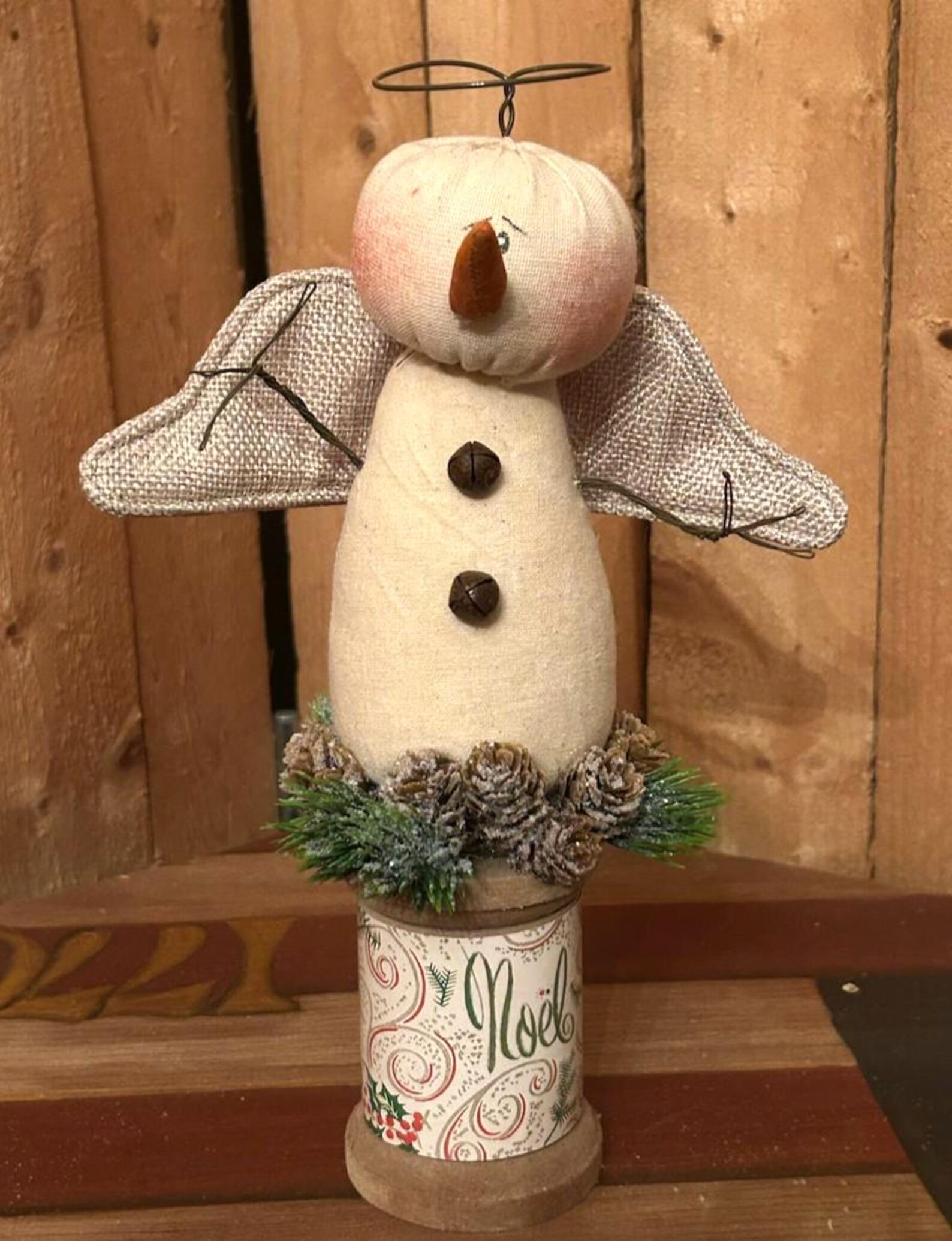 Christmas Snow Angel on a Decorative Spool - Rustic Winter Christmas ...