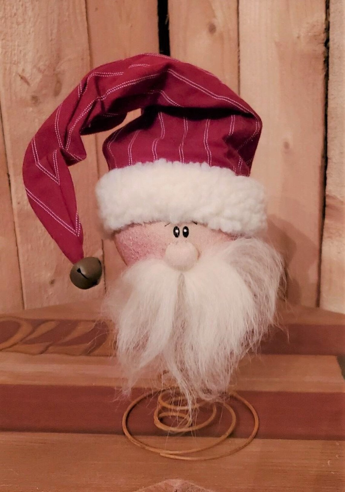 Christmas Santa on a Spring - Rustic Winter Christmas Decor Snow Shelf ...