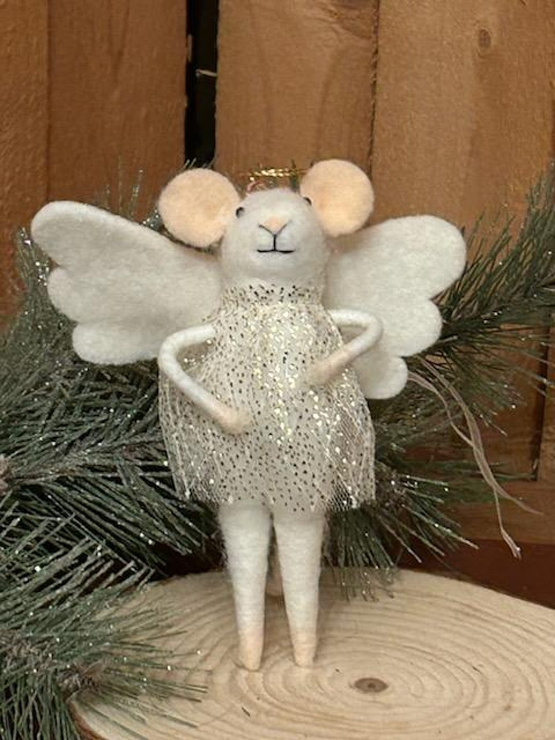 Cute Needle Felted Mouse Angel Felt Mouse - Beautiful Dress, Halo ...