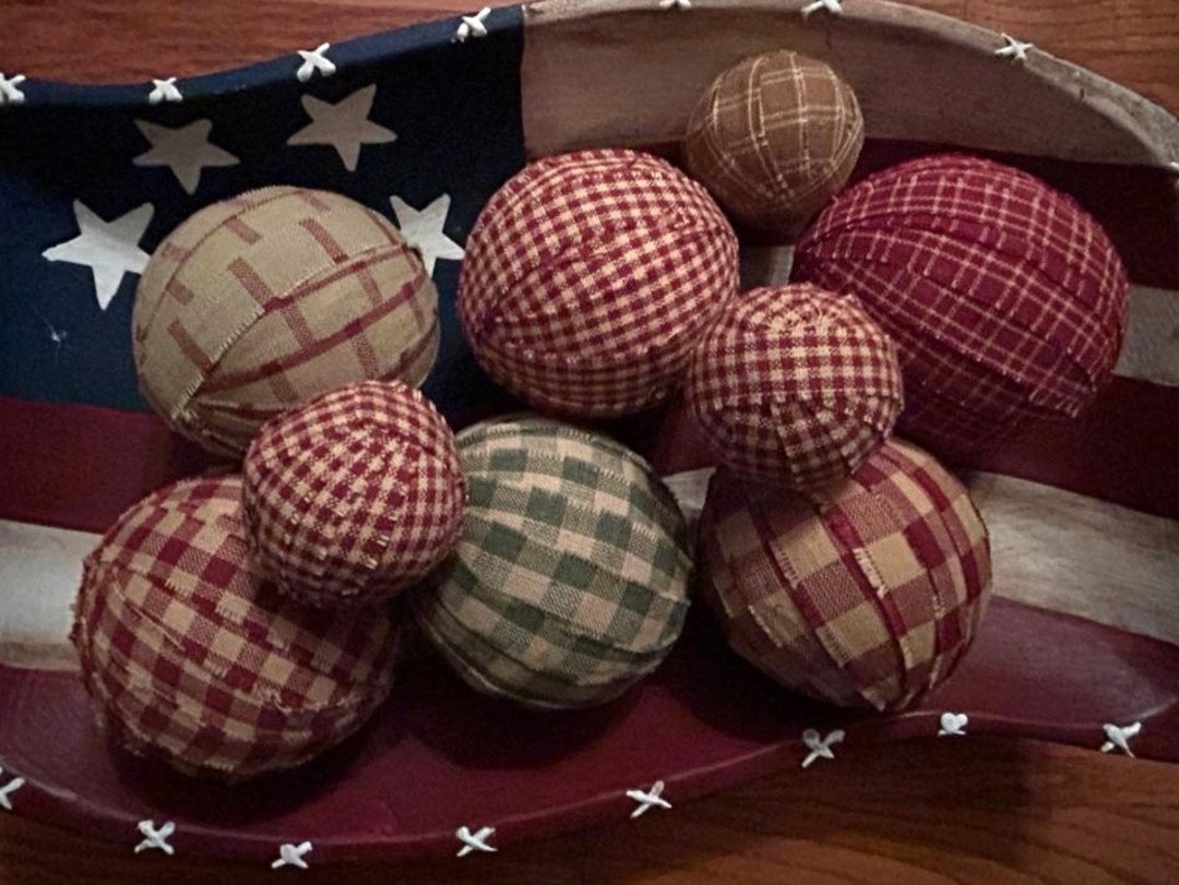 Primitive Rustic Rag Balls. Set of 9 Assorted Bowl Fillers Rustic Home Decoration Homespun, Rag ...