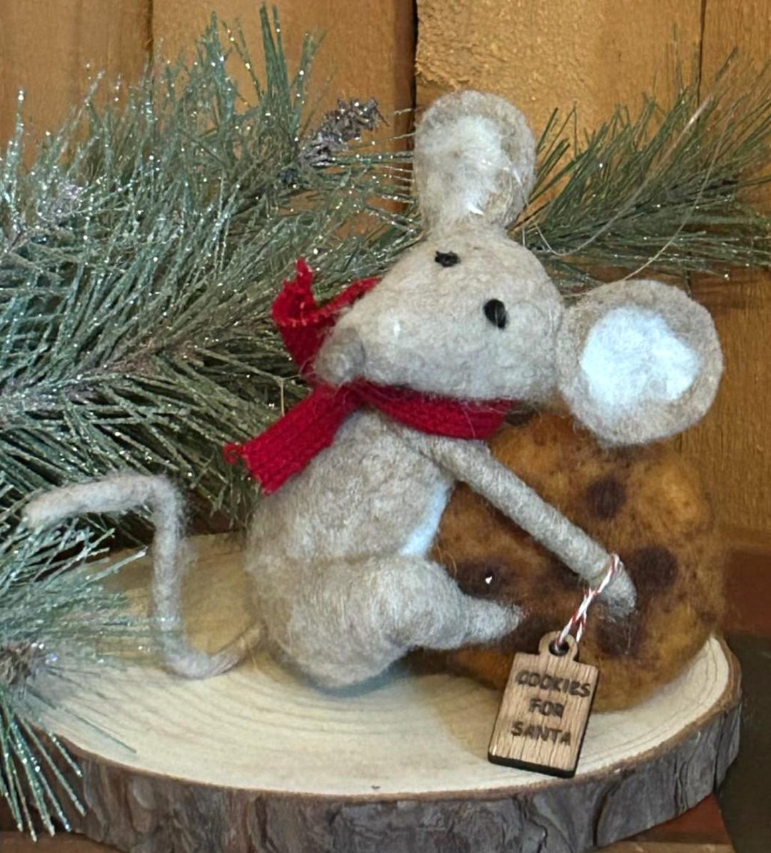 Cute Needle Felted Christmas Mouse With Santa's Cookie - Winter ...