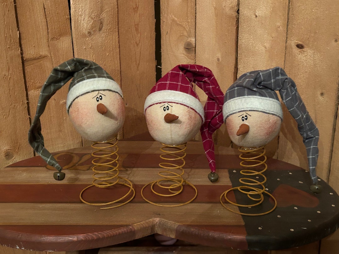 Christmas Snowman on a Spring - Rustic Winter Christmas Decor Snow ...