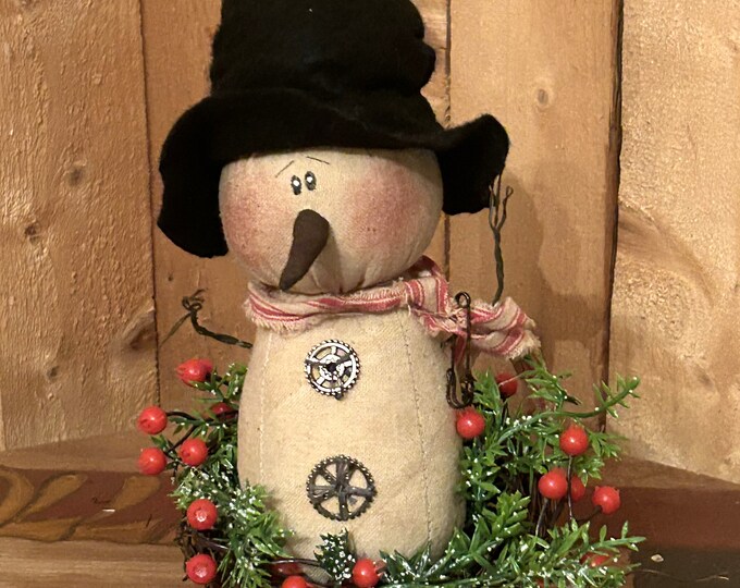 Vintage Country Snowman Winter Christmas Decor, Top Hat, Scarf, Rusty ...
