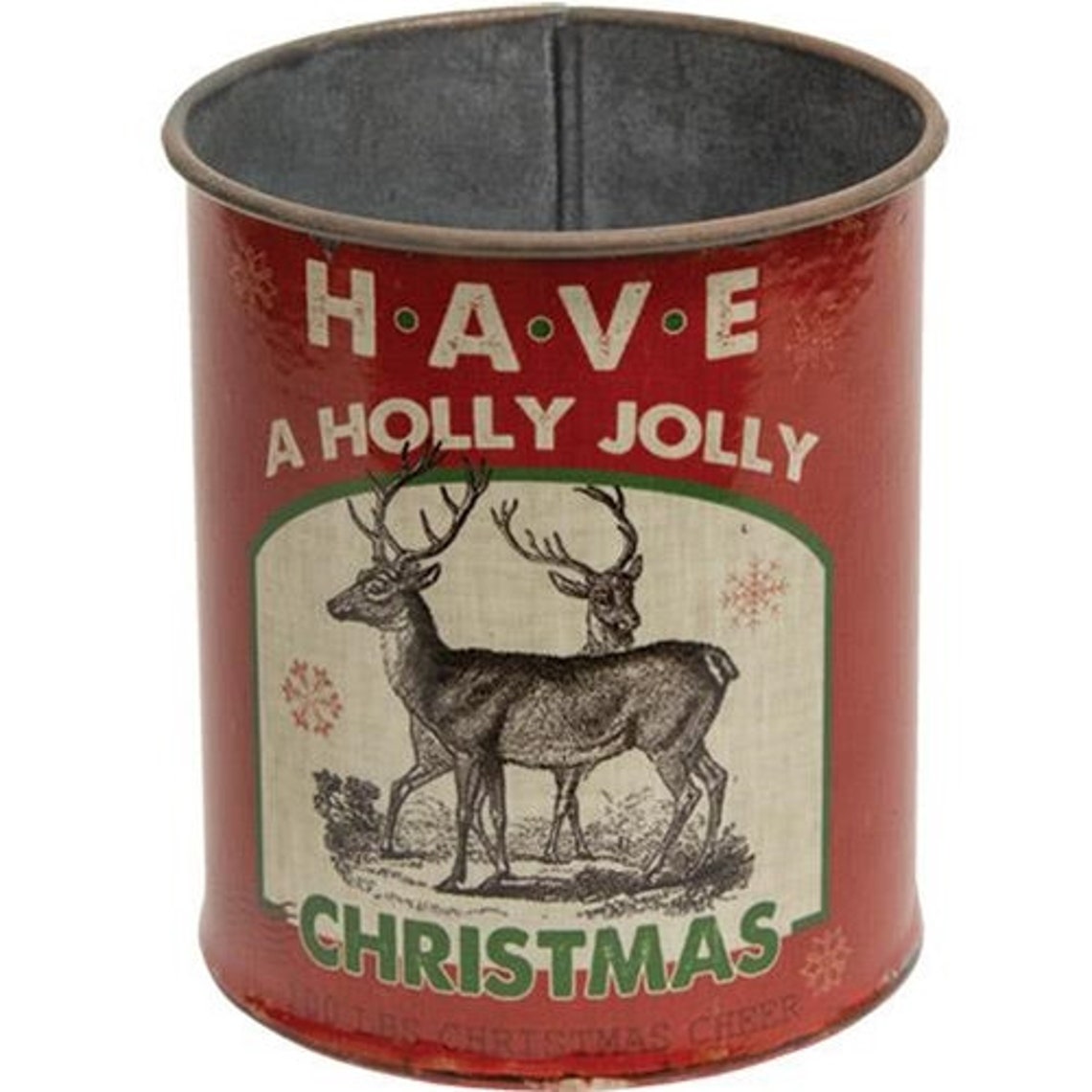 Christmas Reindeer Vintage Metal Can Winter Holiday Bucket - Etsy