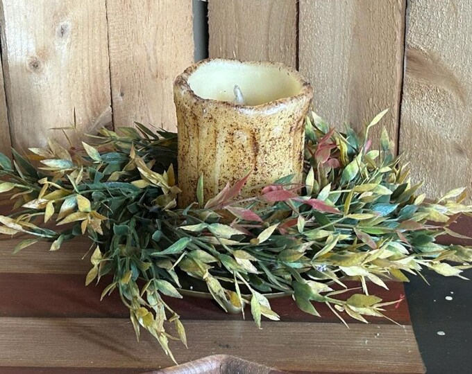 Fall Primitive Country Candle Tray-battery Operated Timer Pillar Grubby ...