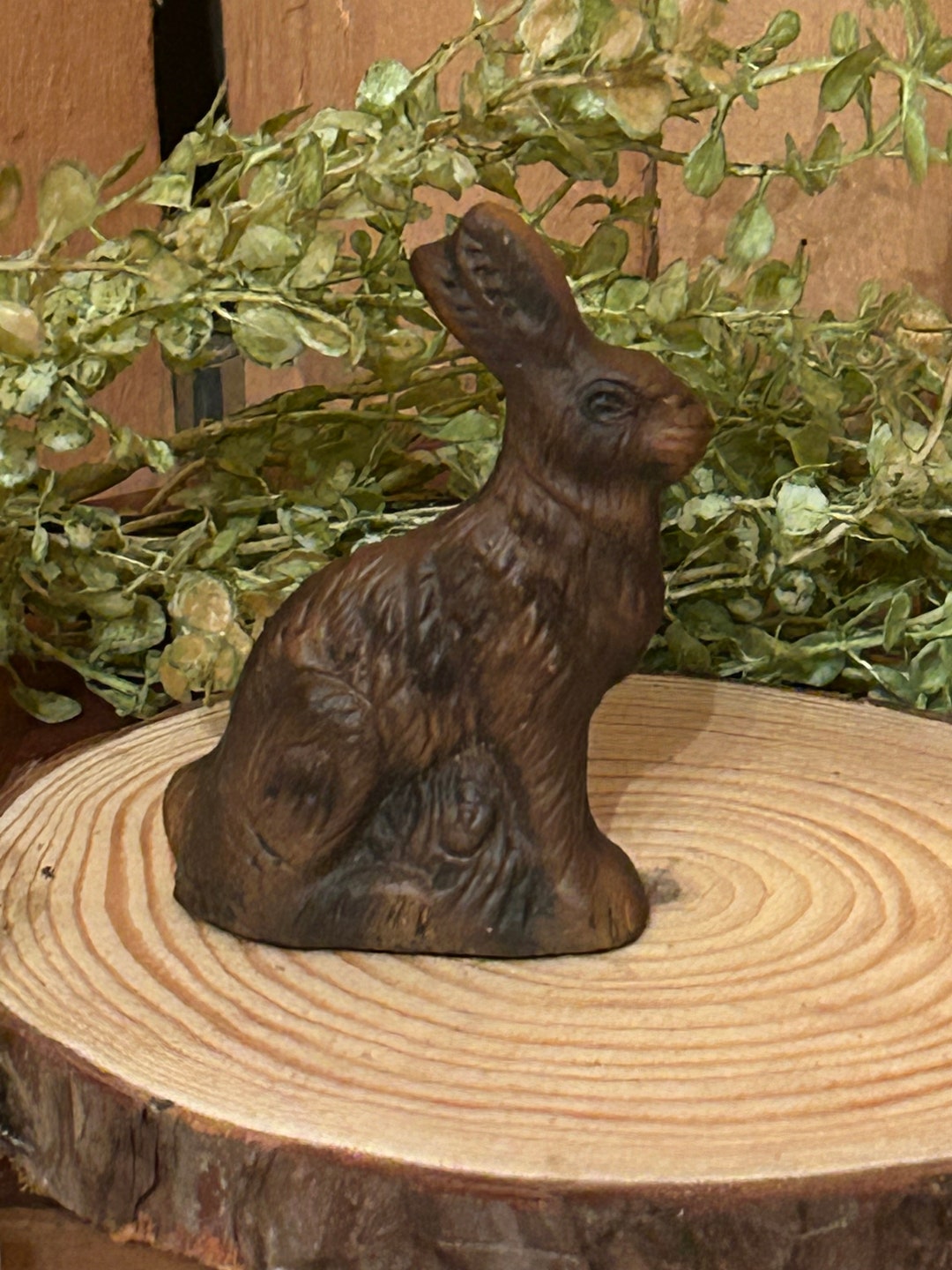 Primitive Resin Chocolate Bunny, Spring Easter Faux Candy Decoration ...