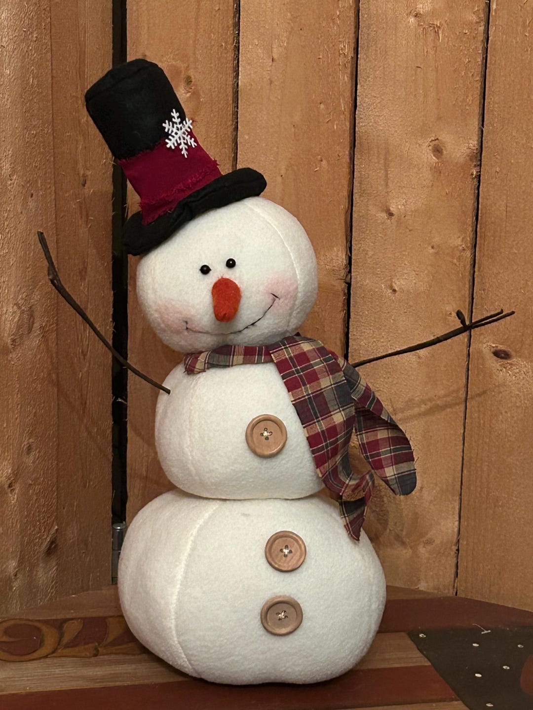 Large Snowman With Top Hat, Scarf - Winter Christmas Decor - Etsy