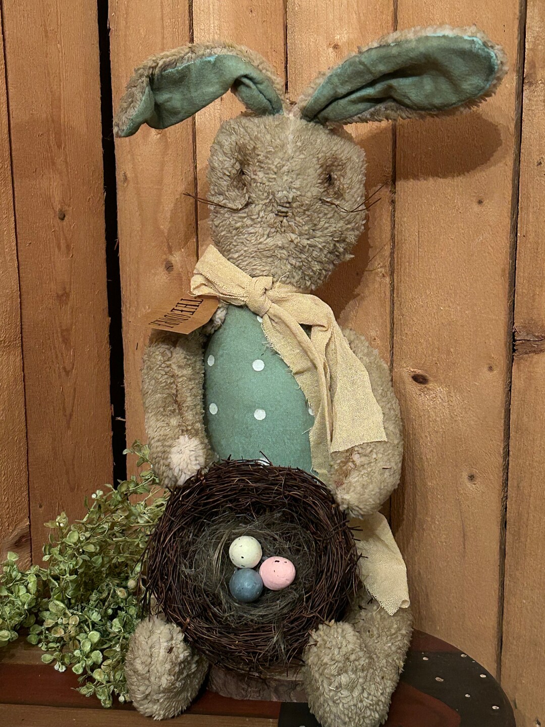 Spring Bunny Cute Chubby Bunny With Birds Nest, Eggs, Easter Home ...