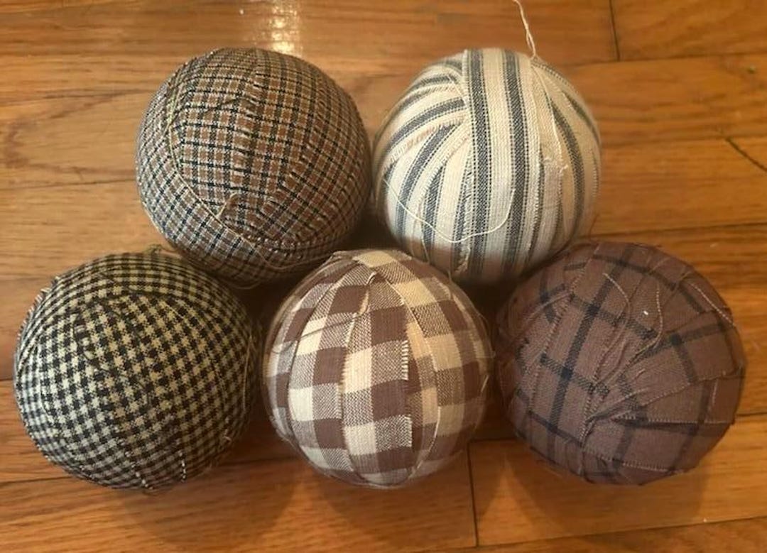 Fall Primitive Rustic Rag Balls. Set of 5 Assorted Bowl Fillers Rustic ...