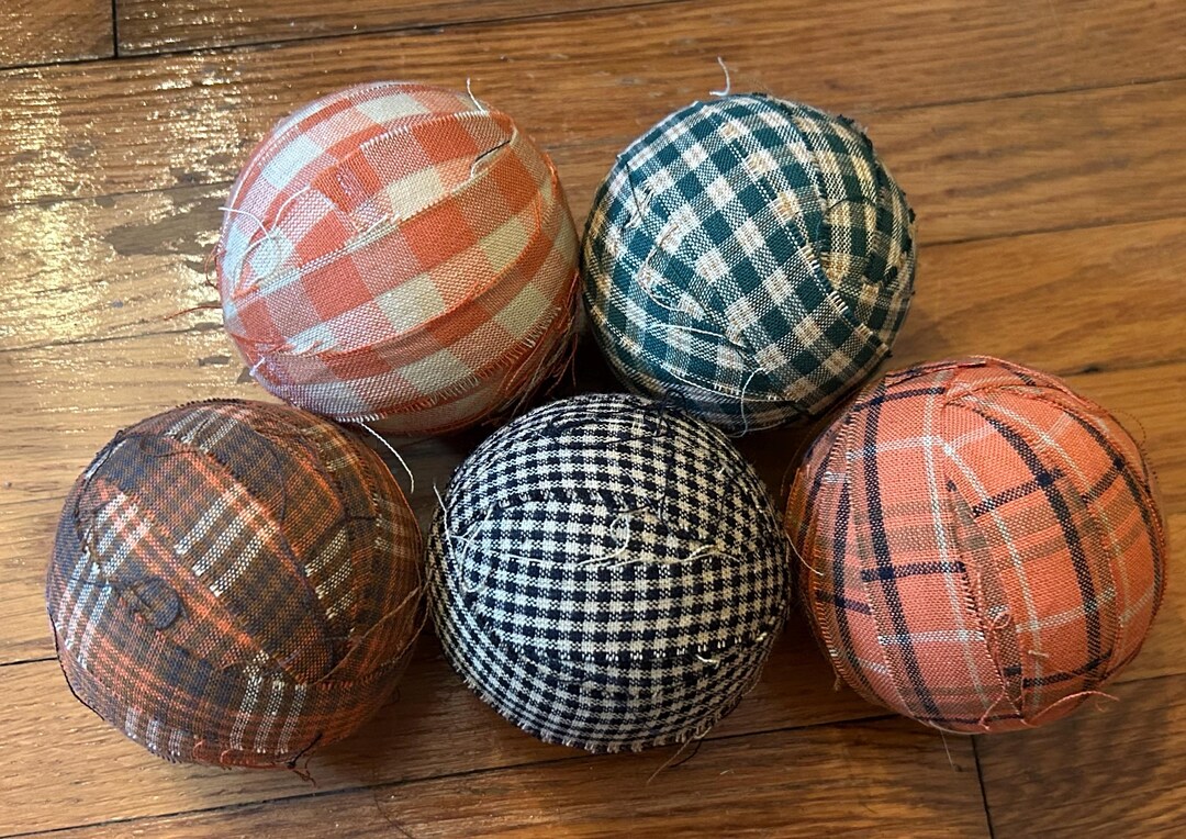 Fall Primitive Rustic Rag Balls. Set of 5 Assorted Bowl Fillers Rustic ...