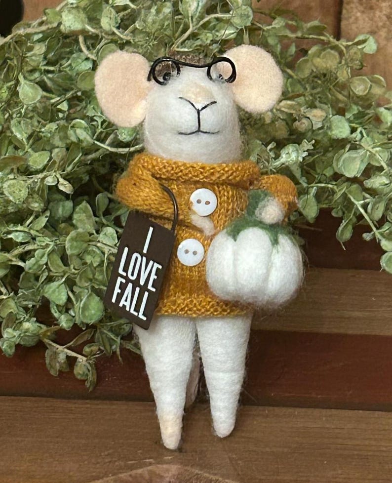 Fall Harvest Thanksgiving Needle Felted Mouse - Fall Sweater Mouse ...