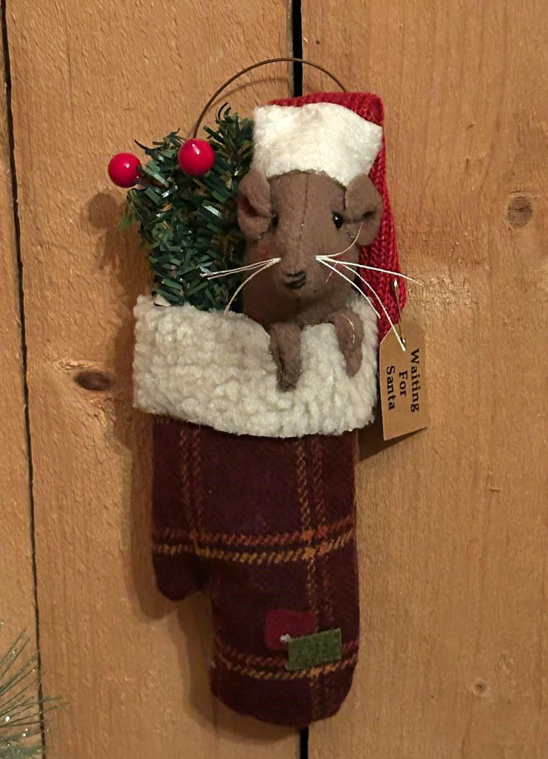 Primitive Country Mouse in a Rustic Mitten - Winter Christmas Decor ...