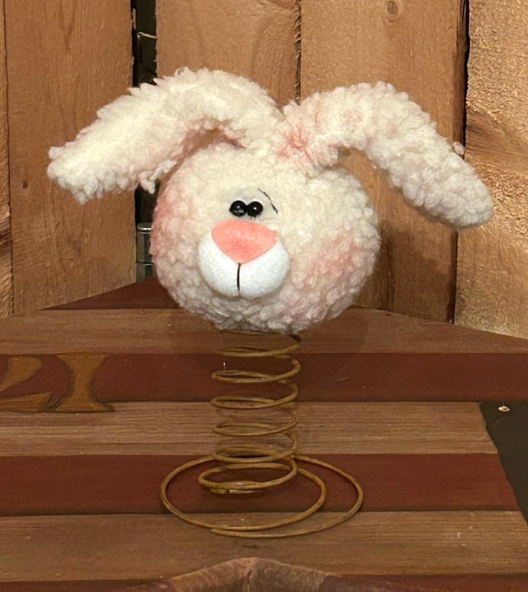 Primitive Country Bunny on Bed Spring - Rustic Spring Decor Shelf ...