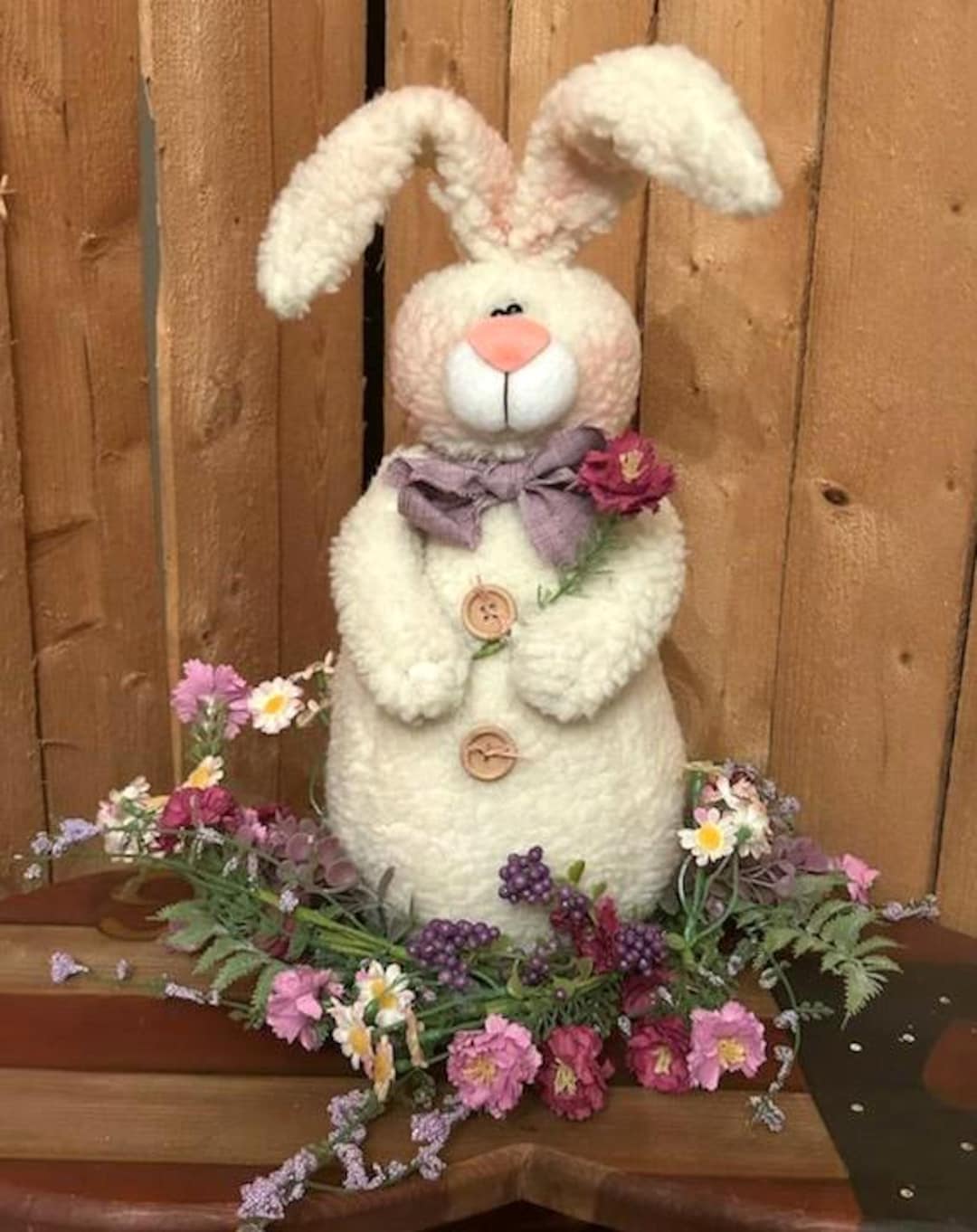 Spring Bunny Arrangement - Greenery, Spring Flowers and a Cute Fuzzy ...