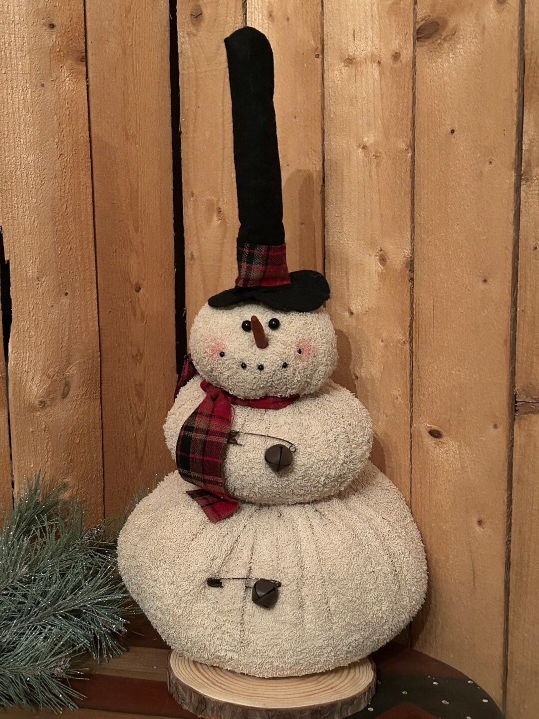 Vintage Country Snowman - Winter Christmas Decor, Top Hat, Scarf, Rusty ...
