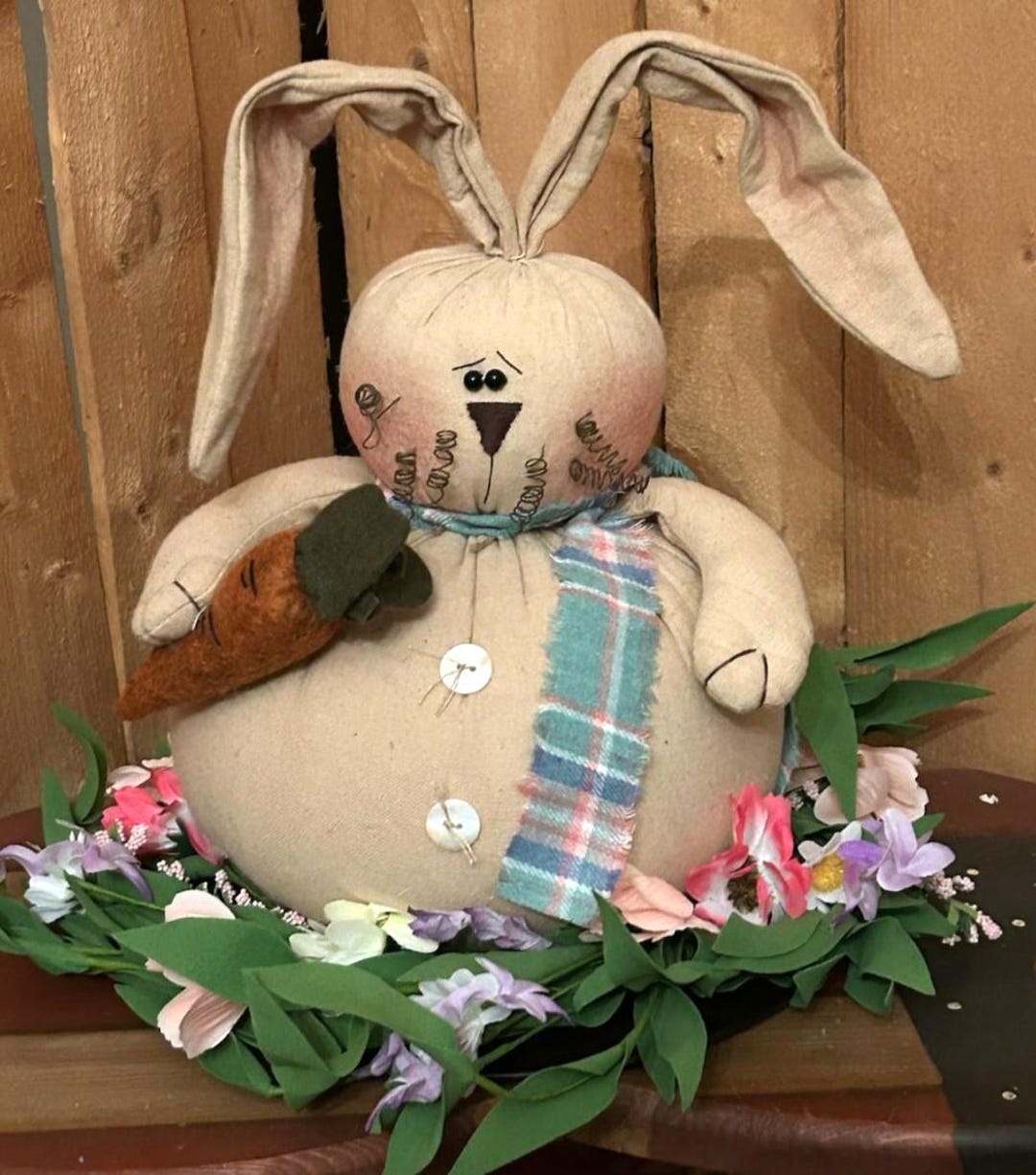 Spring Bunny Arrangement - Greenery, Spring Flowers, Carrot and a Cute ...
