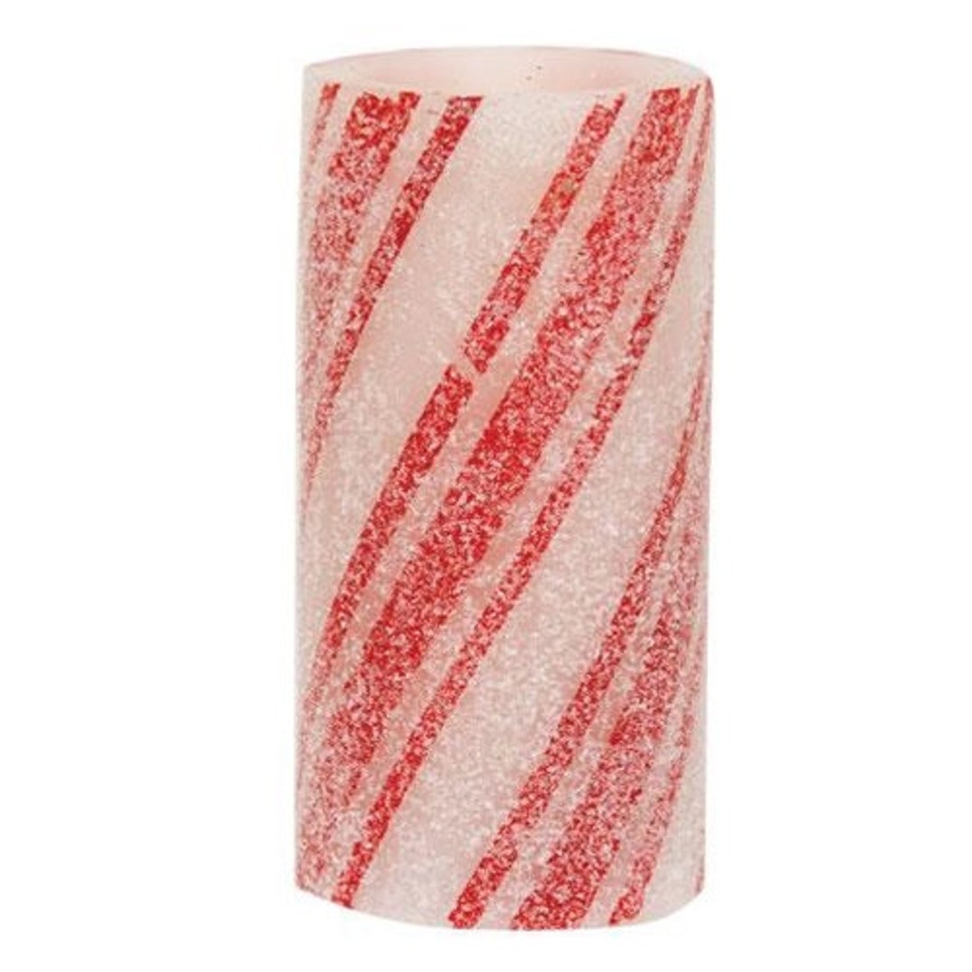 Candy Cane Pillar Candle, LED Red & White Striped 3 X 6 Christmas ...