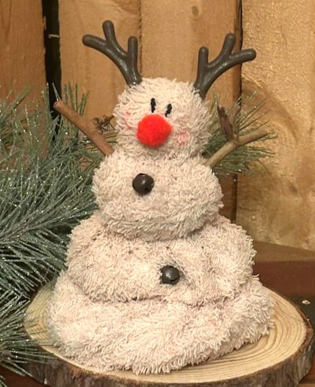 Primitive Country Melting Snowman Reindeer - Winter Christmas Decor ...