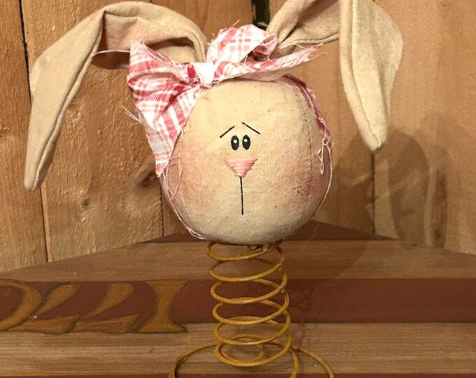Primitive Country Bunny on Bed Spring - Rustic Spring Decor Shelf ...
