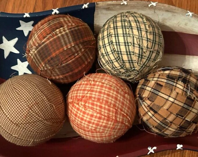 Fall Primitive Rustic Rag Balls. Set of 5 Assorted Bowl Fillers Rustic ...