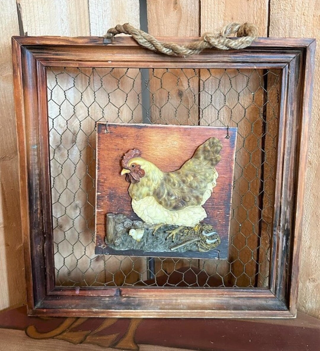 Chicken Framed Sign Chicken Wire. Chicken Nest Eggs, Farm Wall Hanging ...