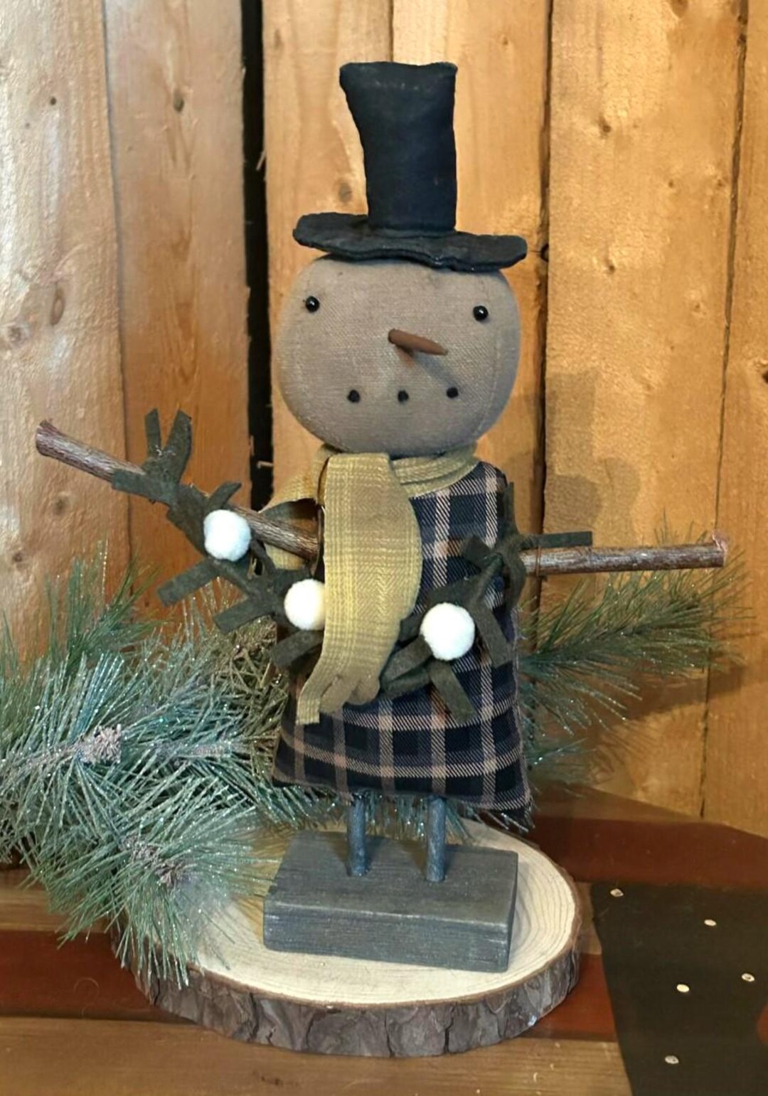 Primitive Rustic Snowman - Winter Christmas Decor, Snow Man With ...